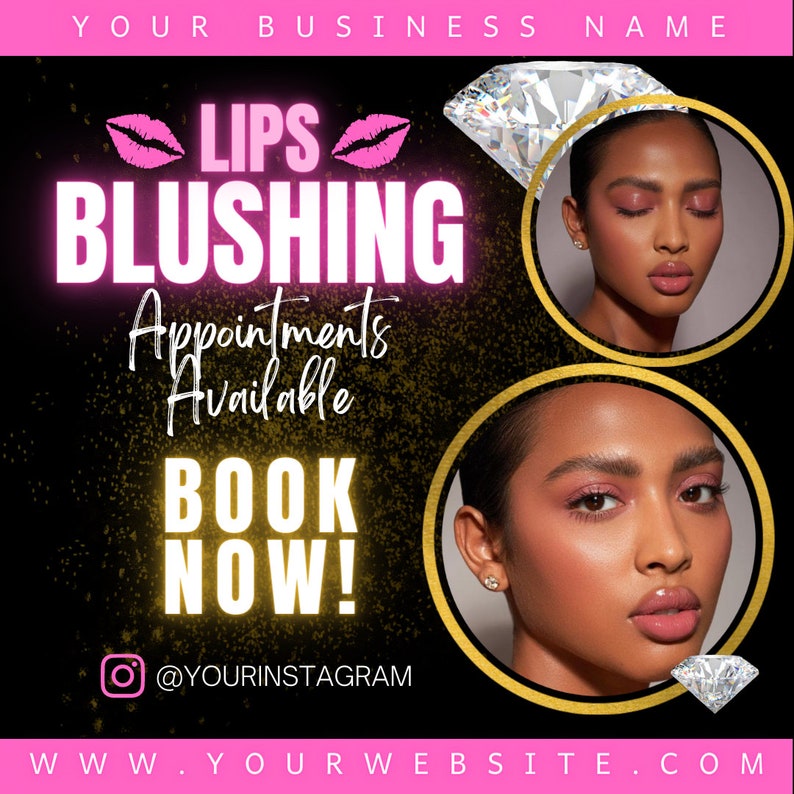 Lips Blushing Flyer Canva Post Template Social Media Flyer - Etsy