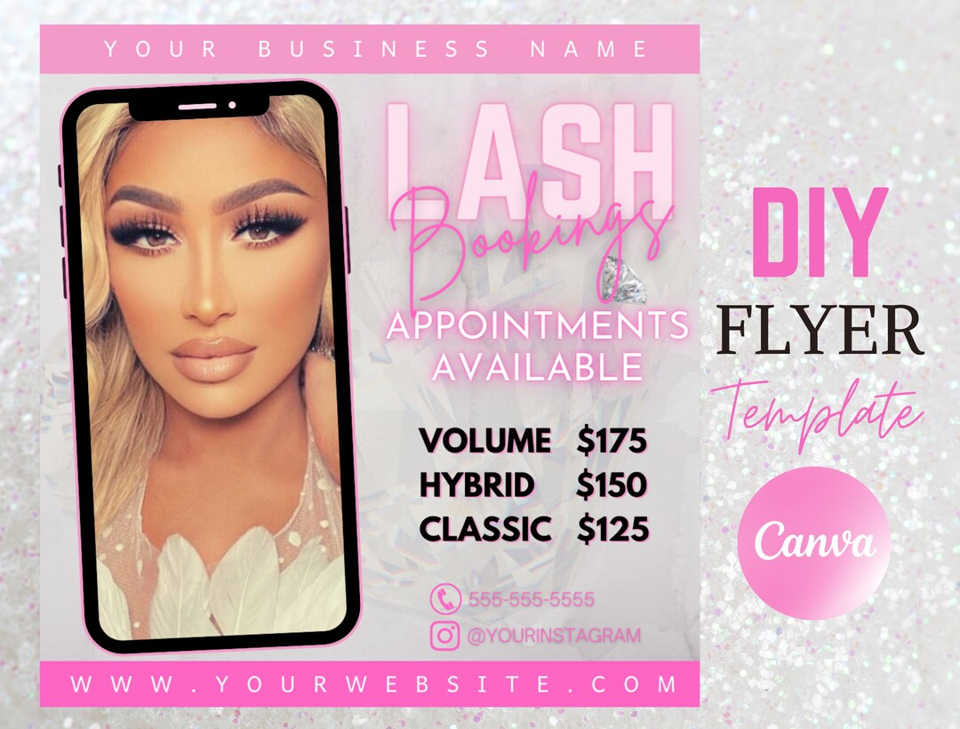Lash Bookings Flyer DIY Book Now Appointments Available - Etsy