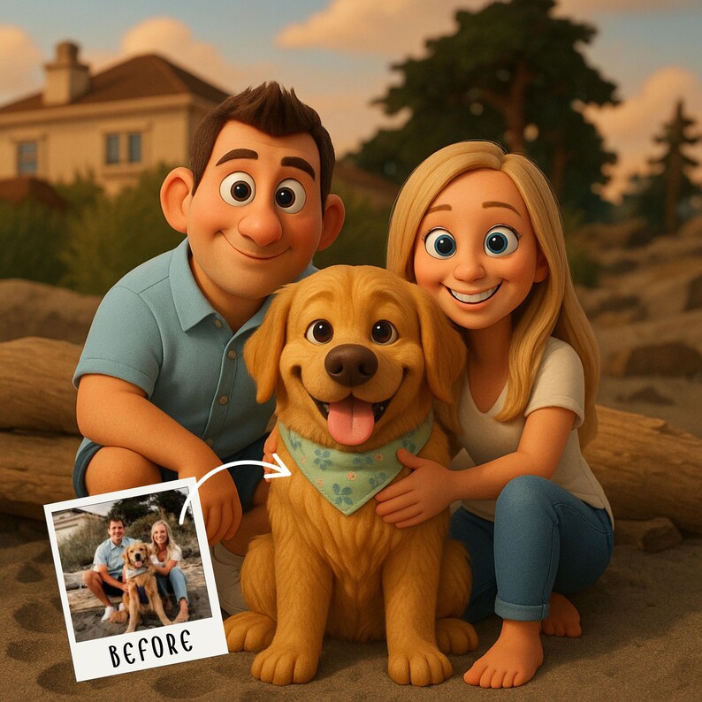 Custom Pixar Style Portrait, Draw Pixar From Photo, Couples Pixar Gift ...