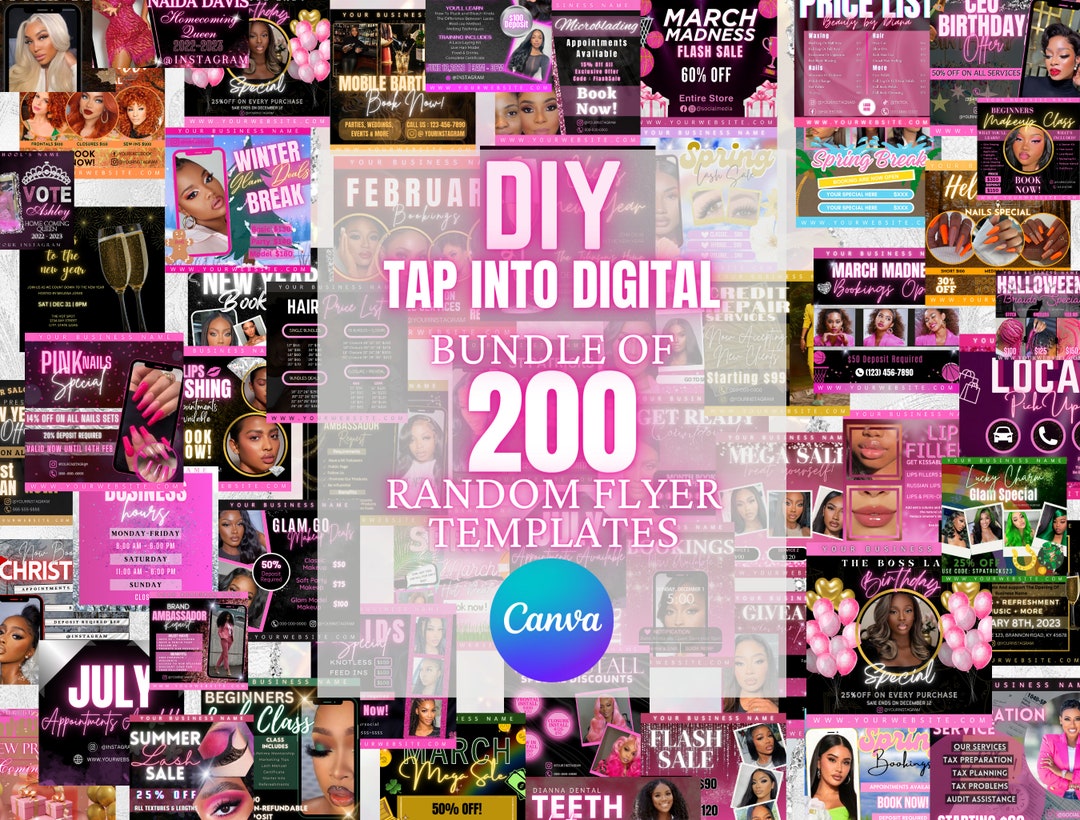 Bundle of 200 Canva Flyer Templates Digital Download : DIY Handmade ...