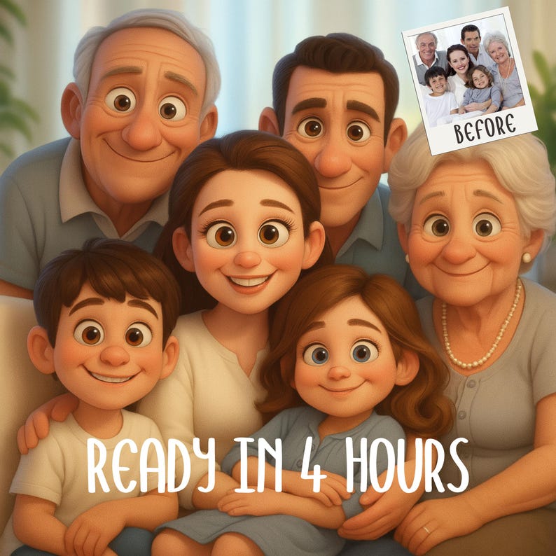 Custom Pixar Style Portrait, Draw Pixar From Photo, Couples Pixar Gift ...