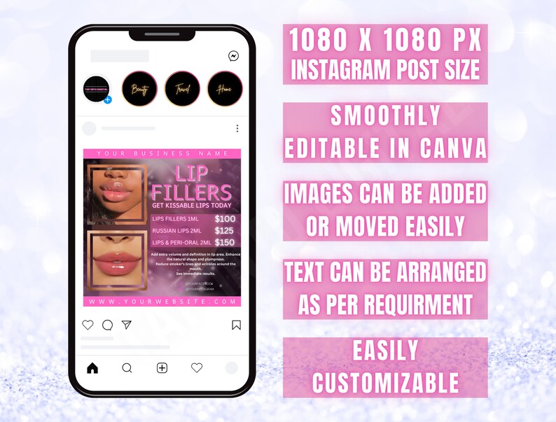 Lip Fillers Flyers Canva Editable Social Media Flyer Botox - Etsy