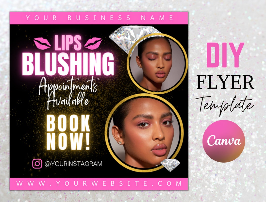 Lips Blushing Flyer, Canva Post Template, Social Media Flyer ...