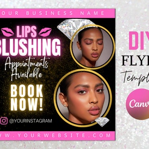 Lips Blushing Flyer, Canva Post Template, Social Media Flyer ...