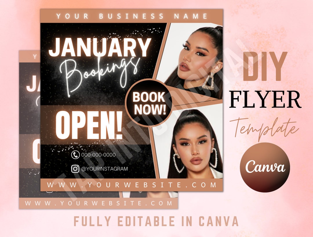 Custom January Bookings Flyer, Book Appointment Canva Flyer, Editable Winter Appointments Flyers ...