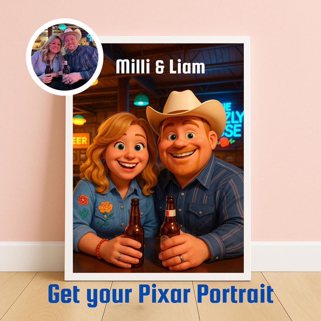 Pixar Portrait, Unique Wall Art, Digital Print, Custom Style, Printable ...