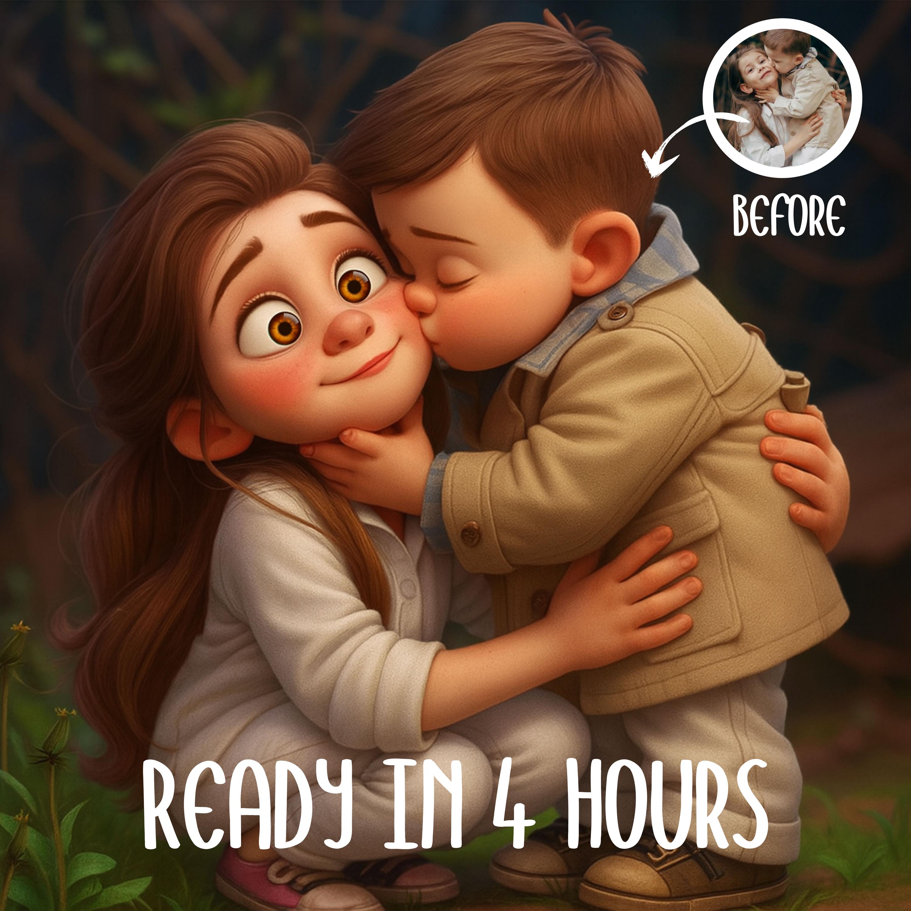 Custom Pixar Style Portrait, Draw Pixar From Photo, Couples Pixar Gift ...