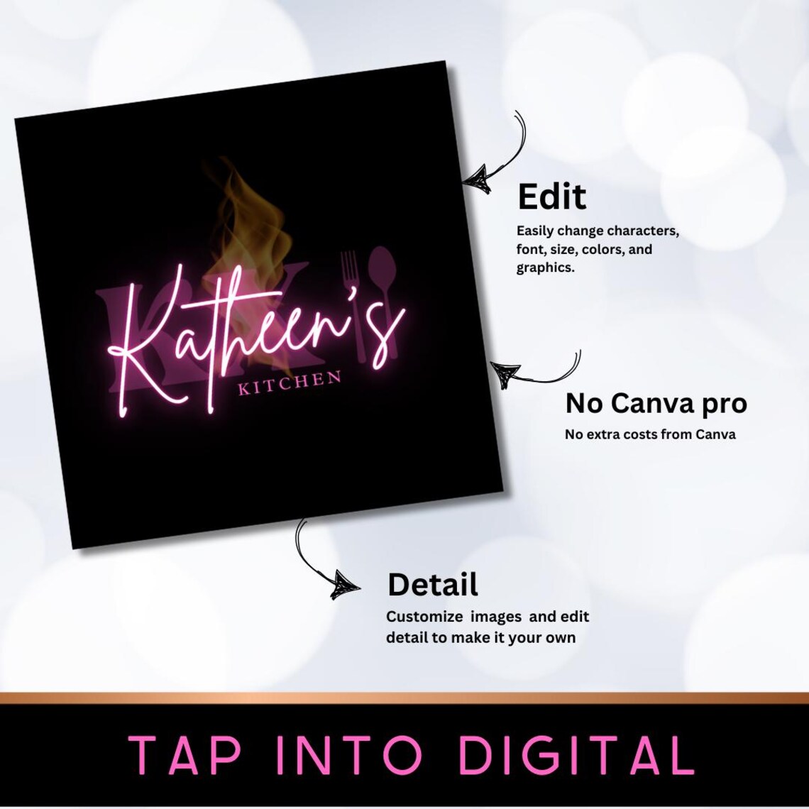 Editable Kitchen Canva Logo, Premade Cook Business Logo Template, DIY ...