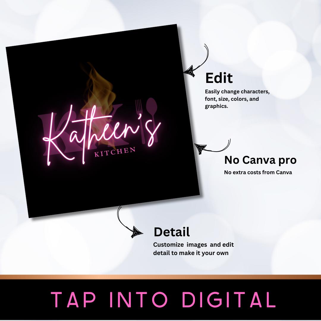 Editable Kitchen Canva Logo, Premade Cook Business Logo Template, DIY ...