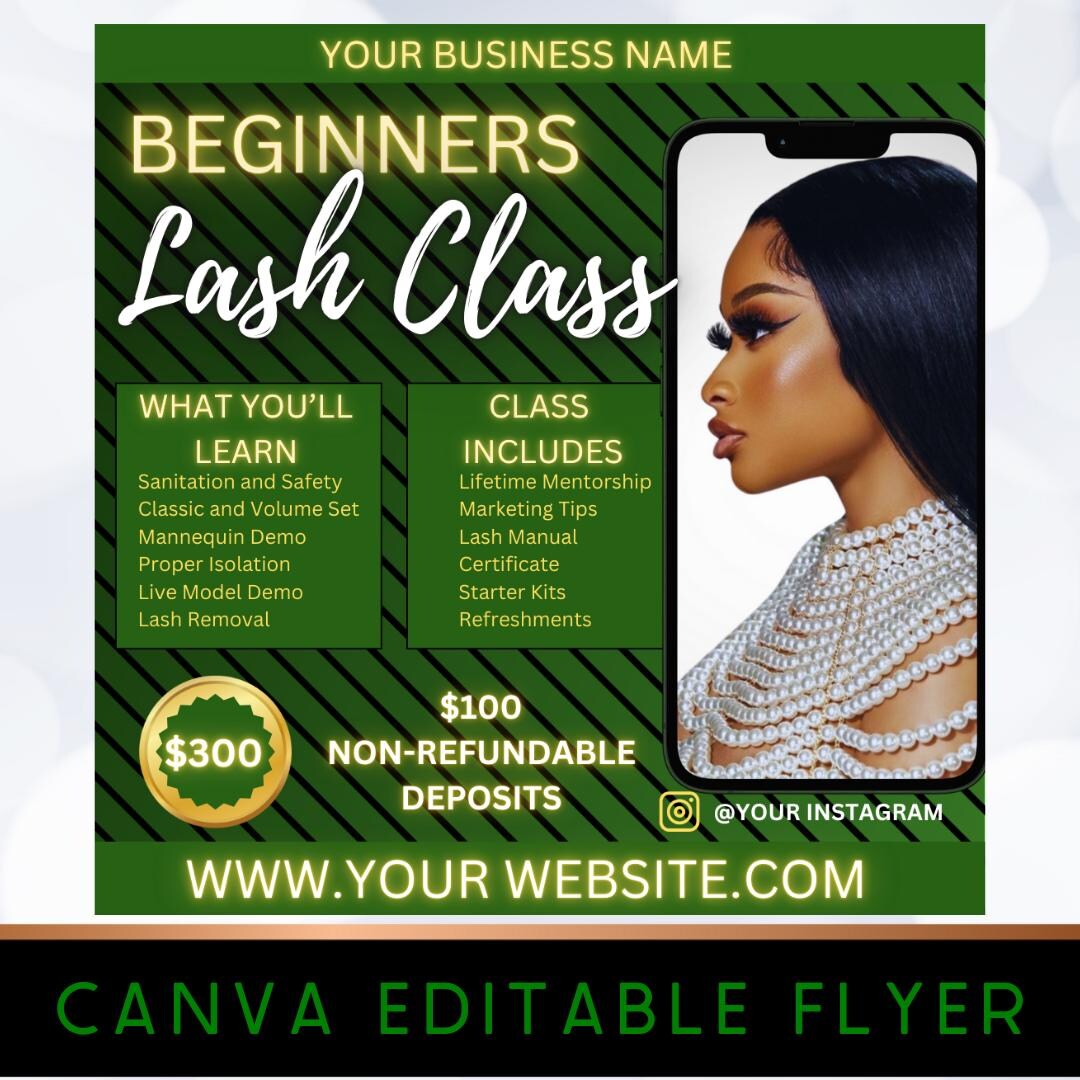 DIY Beginners Lash Class Flyer : Editable Training Course Canva ...
