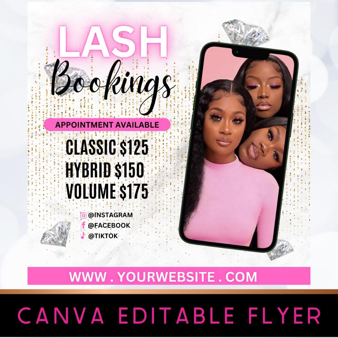 Lash Booking Flyer, Eyelashes Extensions Lash MUA Flyer, Social Media ...