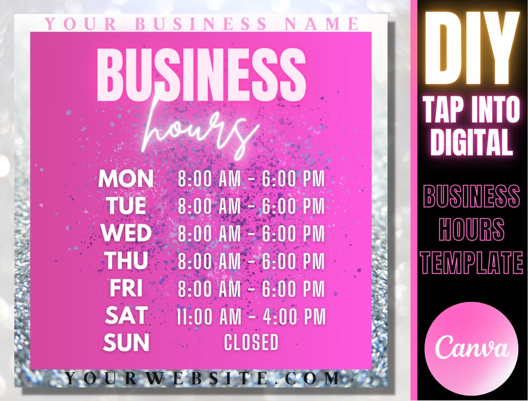 Personalized Business Hours Editable DIY Canva Template for Your ...