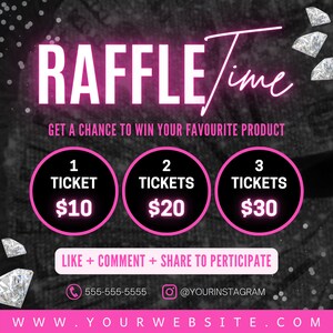 Editable Raffle Time Canva Template, Business Branding Giveaway Ticket ...