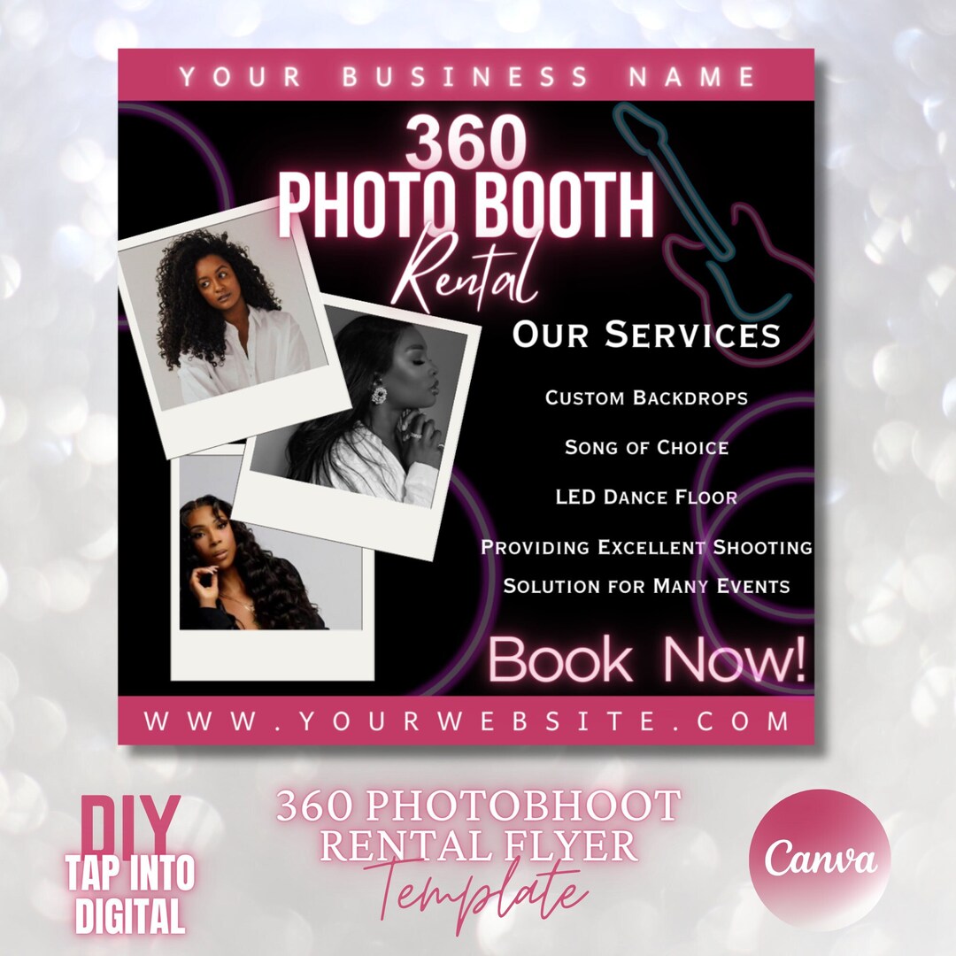 360 Photo Booth Rental Canva Flyer Template Instagram Post DIY Wedding ...