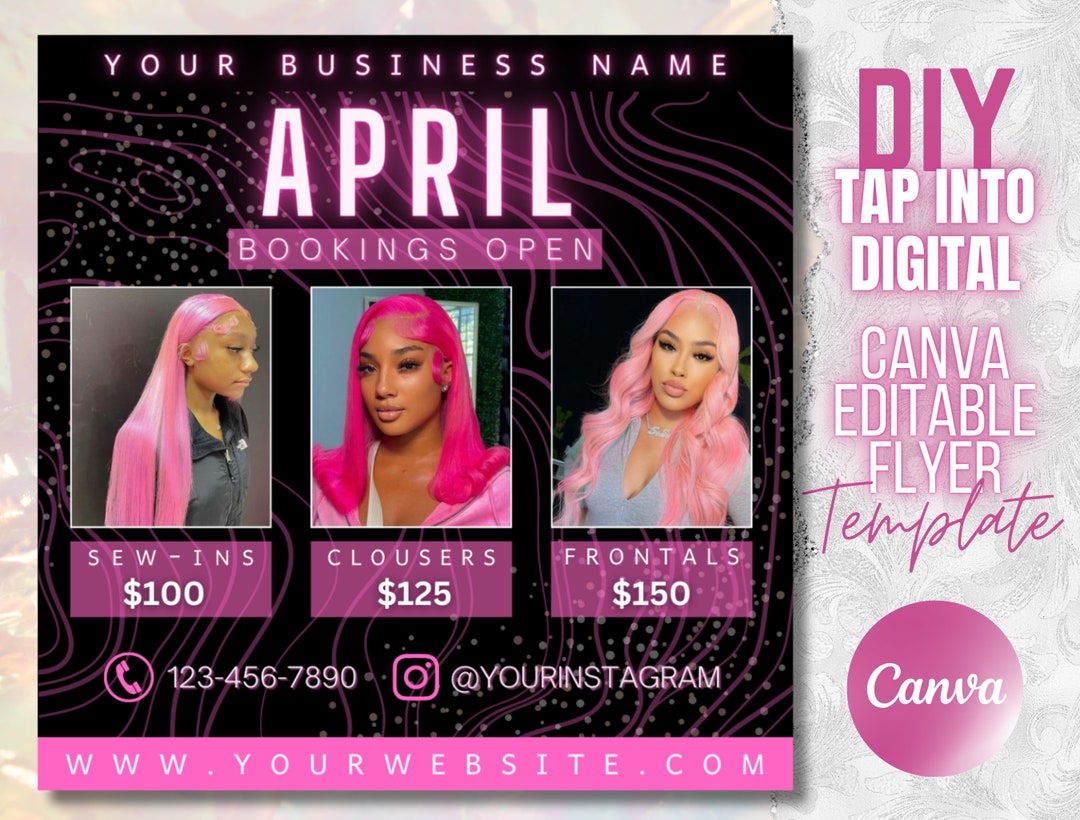 April Booking Flyer, Easter Hair Makeup MUA Lashes Locs Braids Wigs ...