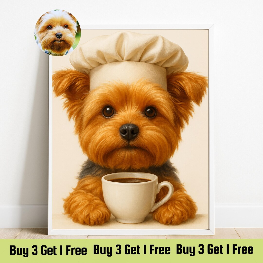 Dog Chef Portrait, Custom Pet Illustration, Unique Dog Artwork, Dog ...