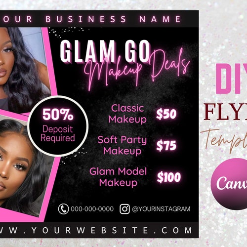 Editable Glam Go Makeup Special Deals Template Custom Makeup - Etsy