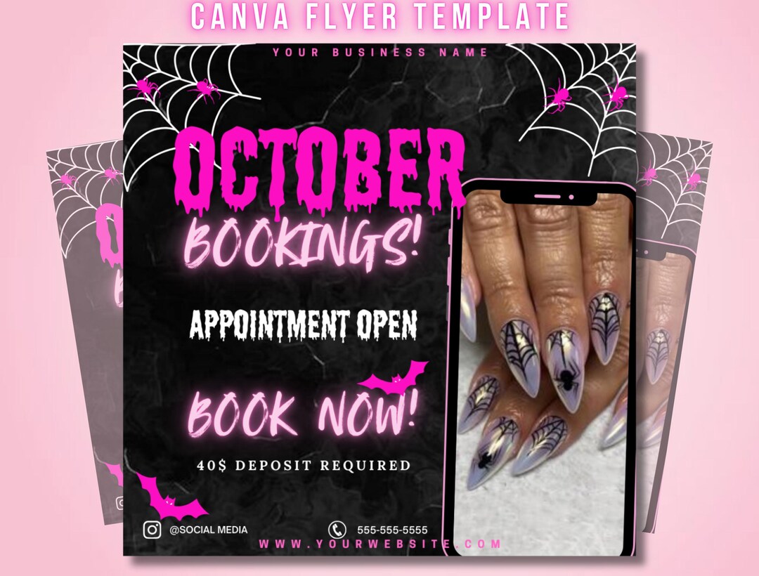 October Flyer Halloween Special Nails Flyer Nail Tech Appointments Hair ...