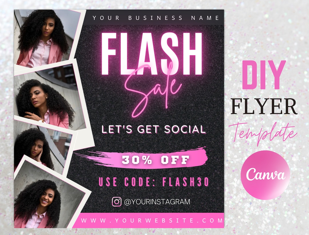 Personalized Flash Sale Flyer, DIY Canva Editable Beauty Business ...