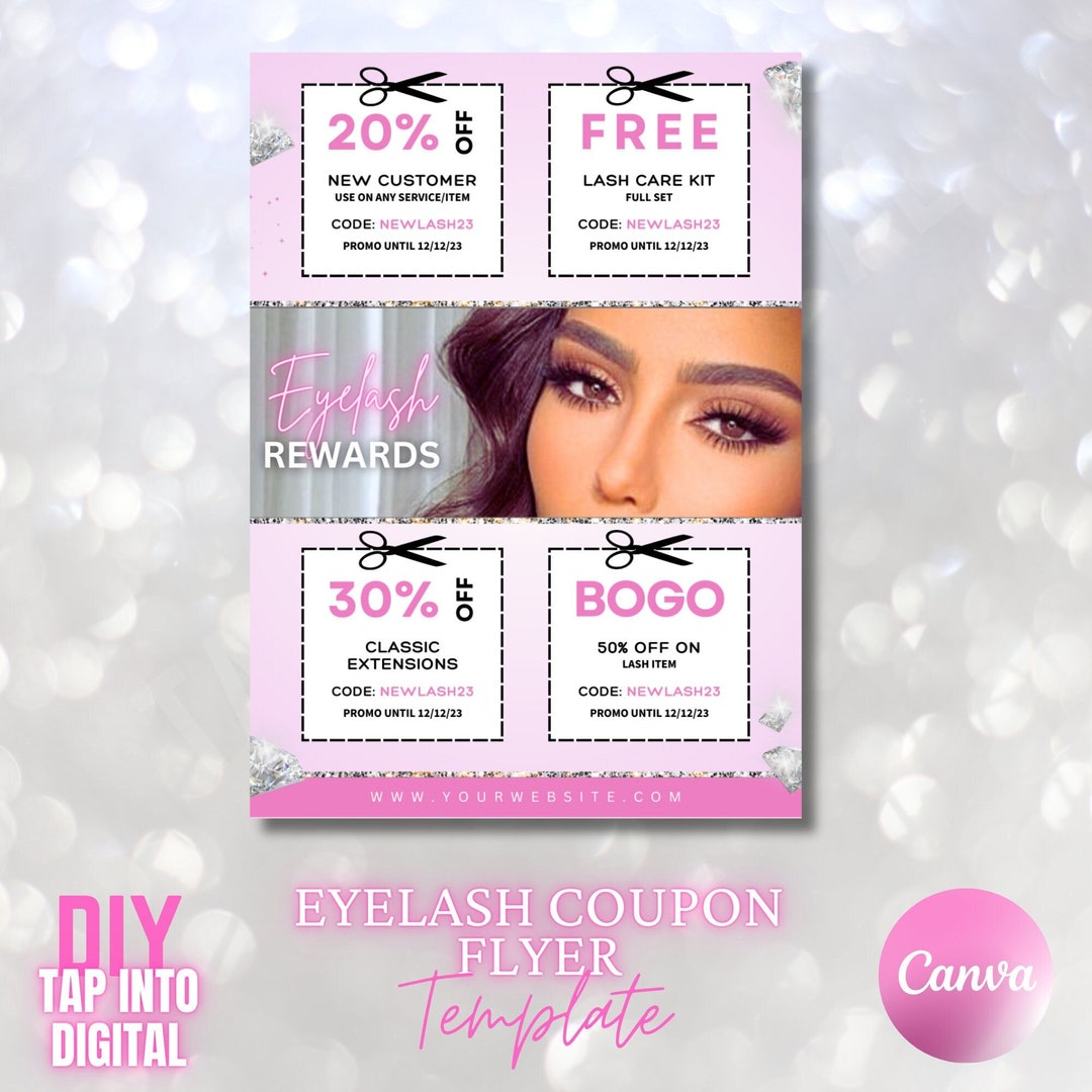 Eyelash Coupon Flyer Template Instagram Business Card Lash Tech Canva ...