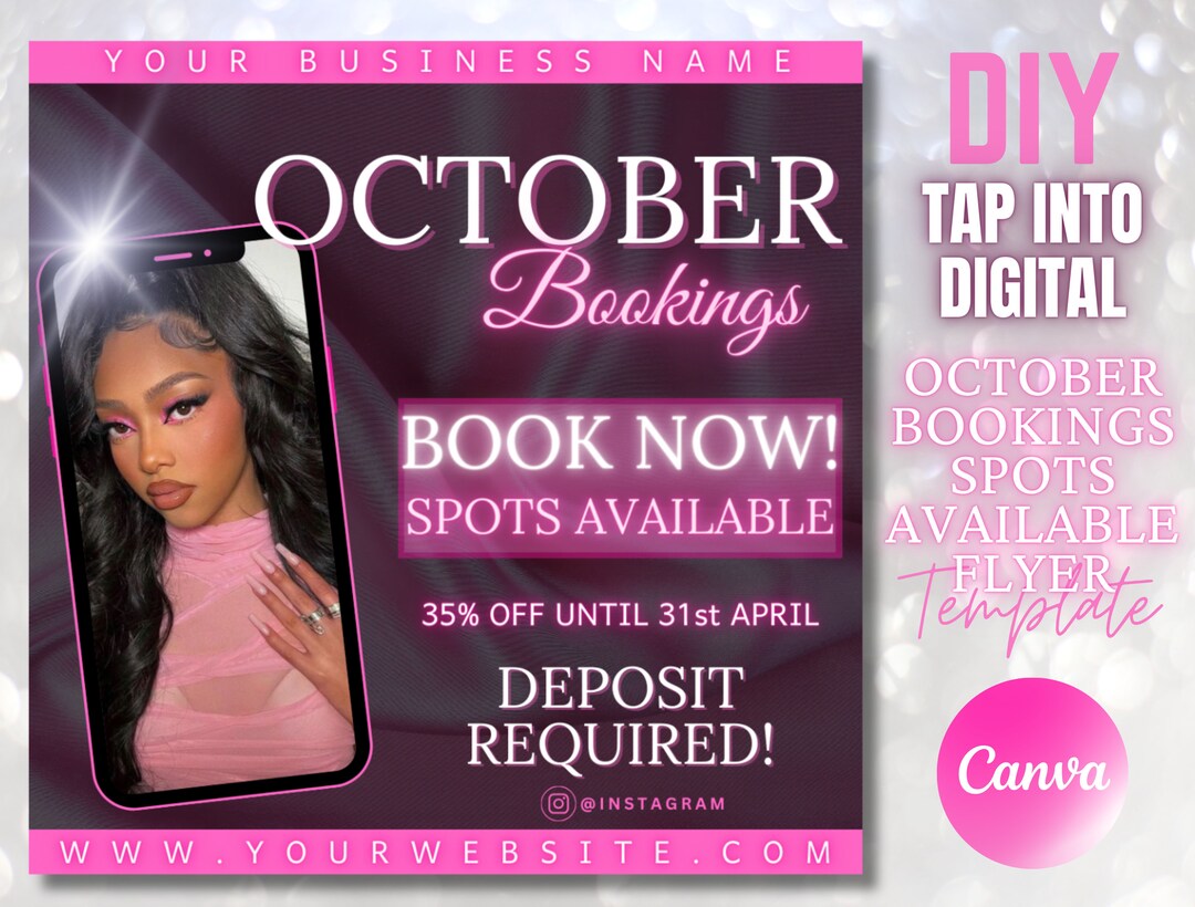 October Book Now Canva Flyer Template DIY Social Media Content - Etsy