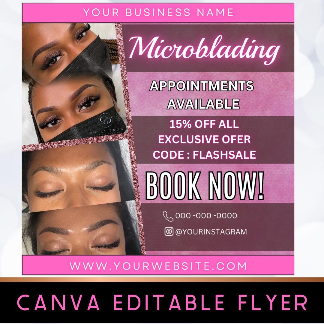 Microblading Flyer Template Microblade Price List Flyers Ombre Brows ...