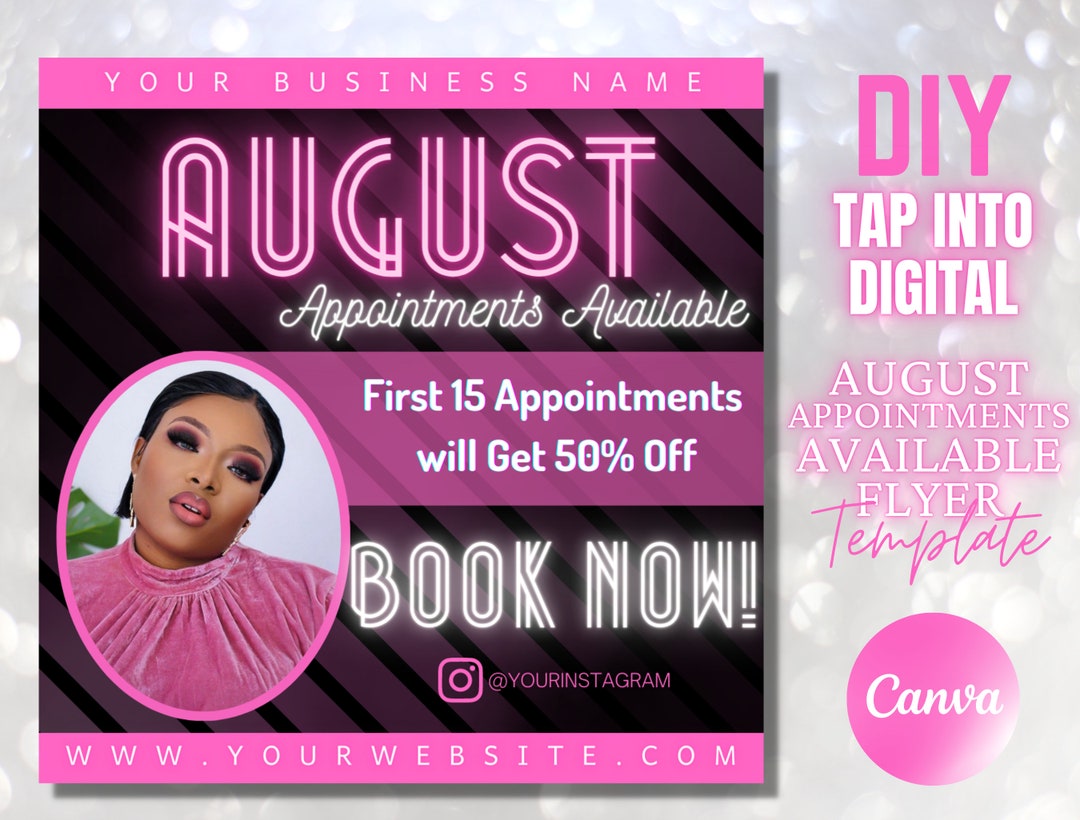 DIY August Appointments Available Canva Flyer Template Book - Etsy