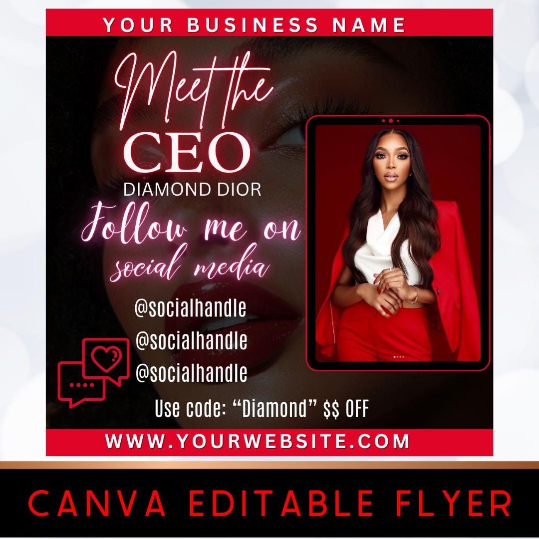 Meet the CEO Flyer DIY Flyer Template Design Beauty Hair Eyelash Social ...