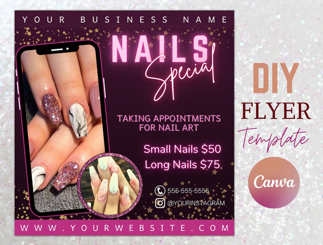 Nails Specials Flyer, Nail Salon Social Media Template, Appointments ...