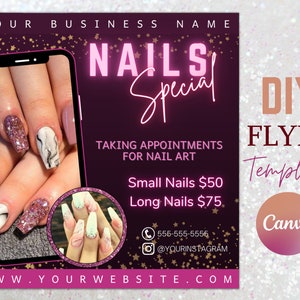 Nails Specials Flyer, Nail Salon Social Media Template, Appointments ...