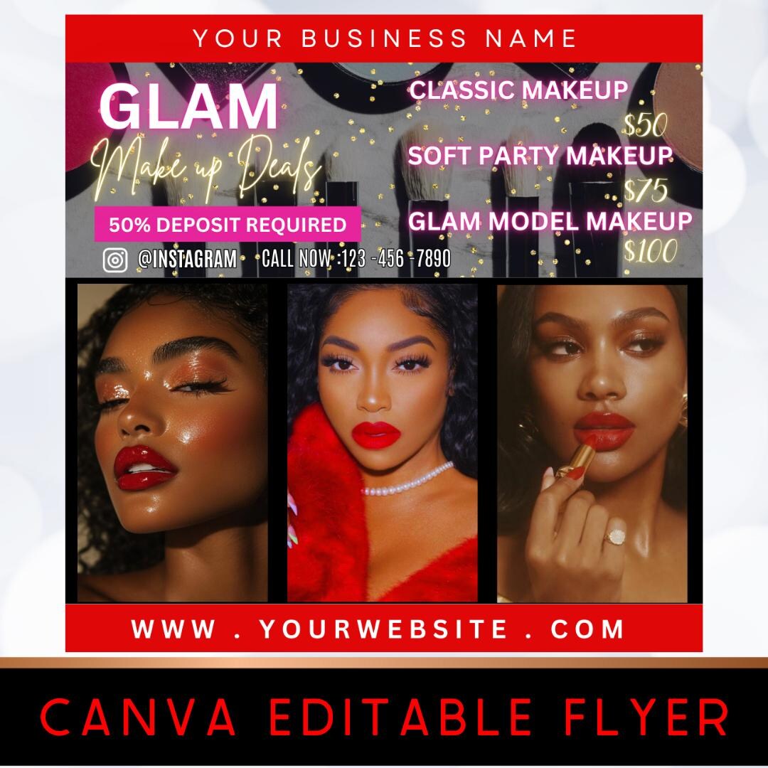 Editable Glam Go Makeup Special Deals Template, Custom Makeup Pricing ...