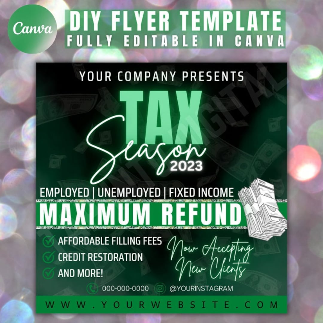 Tax Preparation Flyer Canva Editable Template for Instagram, Tax Prep ...