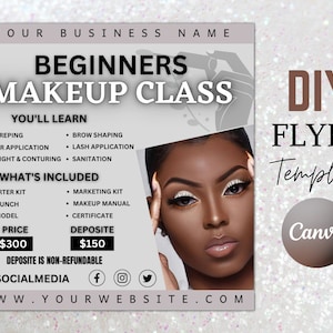 Editable Beginners Makeup Class Flyers, Flyer Template Design, Social ...