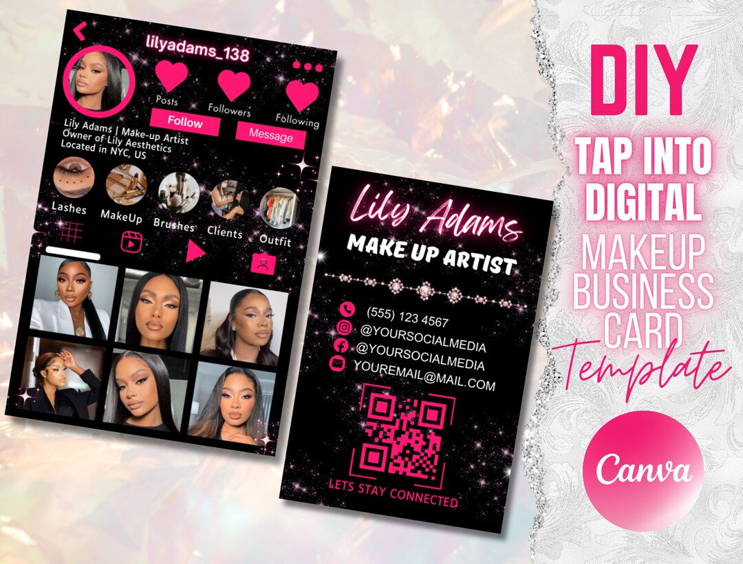 Instagram Business Cards Canva Editable DIY Template IG Influencer Card ...