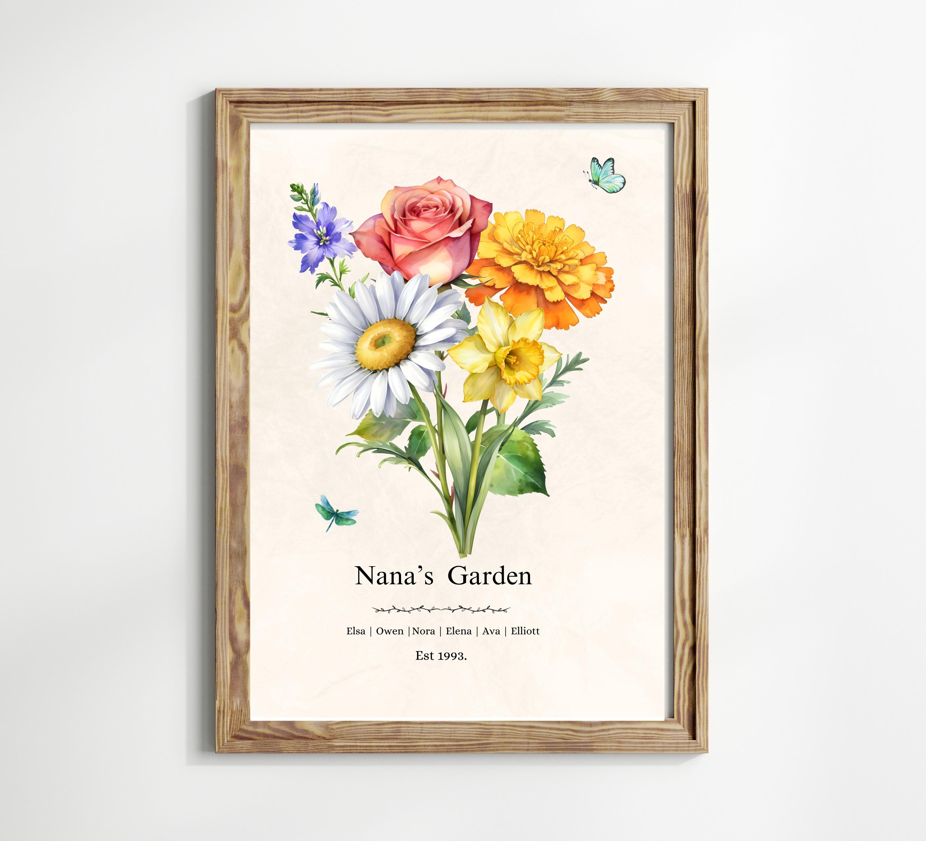 Custom Birth Flower Bouquet, Family Birth Month Design, Personalised ...