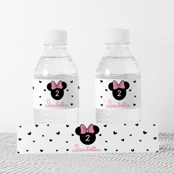 Editable Minnie Mouse Bottle Labels Printable, Water Bottle Labels ...