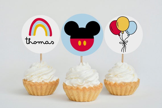 Editable Mickey Mouse Cupcake Toppers, Printable Mickey Mouse Birthday ...