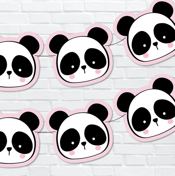 Printable Pink Panda Garland, Panda Party Decoration, Panda Banner ...