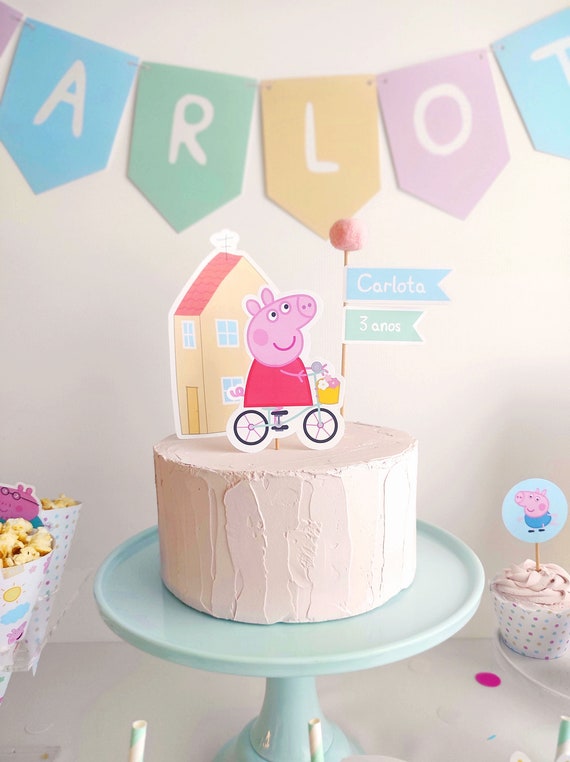 Editable Peppa Pig Cake Topper, Printable Peppa Pig Birthday Decoration ...