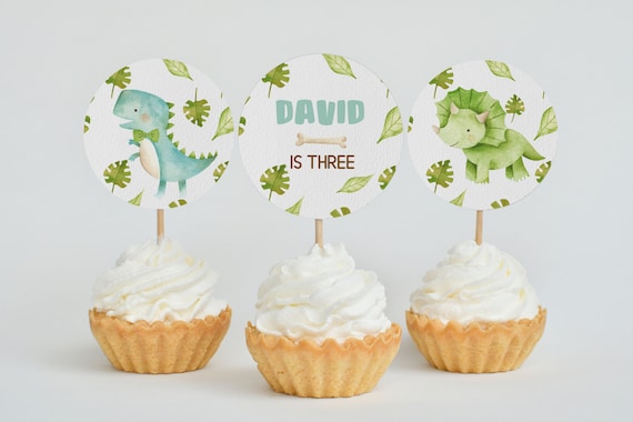 Editable Dinosaurs Cupcake Toppers, Dinosaur party decorations, Cupcake ...