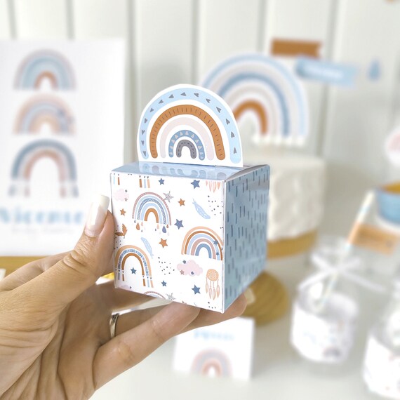 Printable Boho Rainbow Mini cube Box, Treat Box, Party Favors, Boho ...
