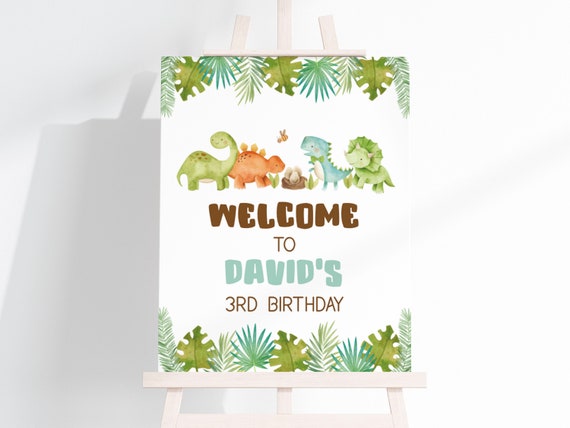 Editable Dinosaurs Welcome Sign, Dinosaur Birthday Sign Decoration ...