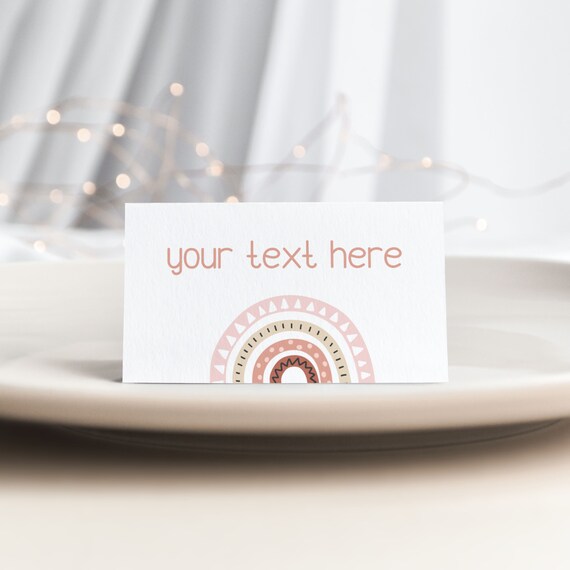 Editable BOHO RAINBOW Food Labels, Tent Cards, Printable Boho Rainbow ...