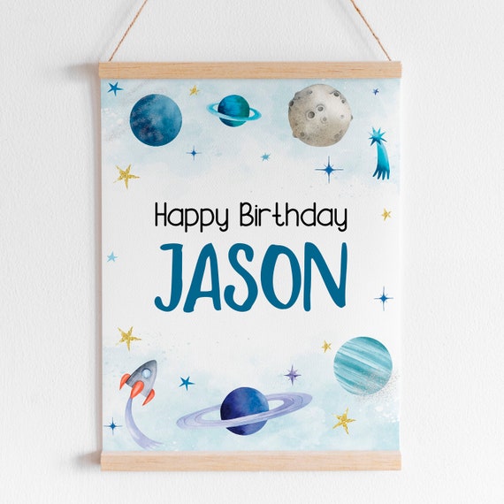 Editable OUTER SPACE Table Sign, Printable Space Astronaut Birthday ...