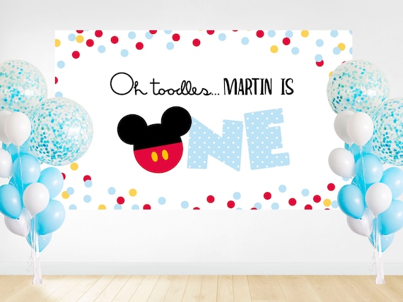 Mickey Mouse ONE Backdrop Banner, Editable Text Mickey Birthday Banner ...
