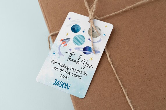 Editable OUTER SPACE Thank You Tags, Space Themed Birthday Party Favors ...