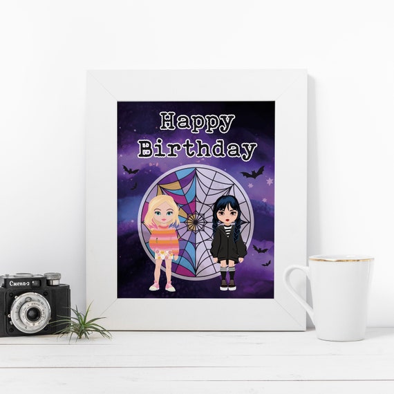 Wednesday Addams Happy Birthday Party Sign, Printable Wednesday and ...