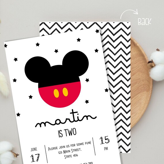Mickey Mouse Birthday Invite | Printable Mickey Birthday Invitation ...
