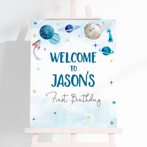 Space Welcome Sign, Editable Outer Space Themed Party Decorations ...