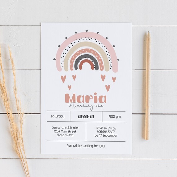 Editable BOHO RAINBOW Birthday Invitation, Instant Download, Rainbow Birthday Party REF008 by ...